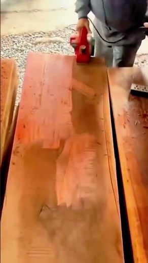 Planing and Smoothing a Rough Wooden Slab or Timber using an Electric Hand Planer