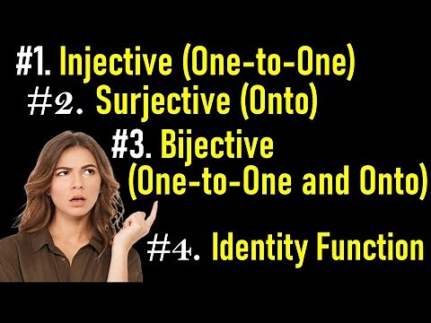 Injective (One-to-One), Surjective (Onto), Bijective (One-to-One and Onto), and Identity Function