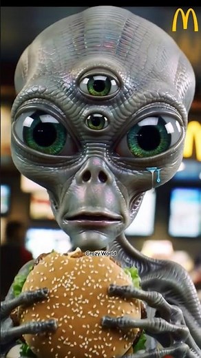 Alien eating burger🍔 । #shorts #alien #veo3 #weired