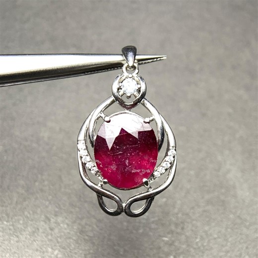 Glass-filled Ruby Pendant, Sterling Silver Handmade Jewelry – Bold Gemstone Statement Piece - Etsy