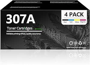 307A Remanufactured Toner Cartridges Black, Cyan, Magenta, Yellow(4-Pack) Replacement for HP 307A Toner Works with Color Professional CP5225 CP5225n CP5225dn Series | CE740A CE741A CE742A