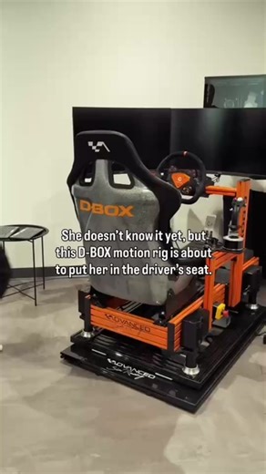 1.6K views · 14 reactions | From zero to full immersion in seconds.She doesn’t know it yet, but this D-BOX motion rig is about to make her feel like a pro racer. ️ // De zéro à une immersion totale en quelques secondes. Elle ne le sait pas encore, mais ce simulateur D-BOX va lui donner l’impression d’être une pilote professionnelle. ️ #dboxtech #haptic #simracing #immersive | D-BOX | Facebook