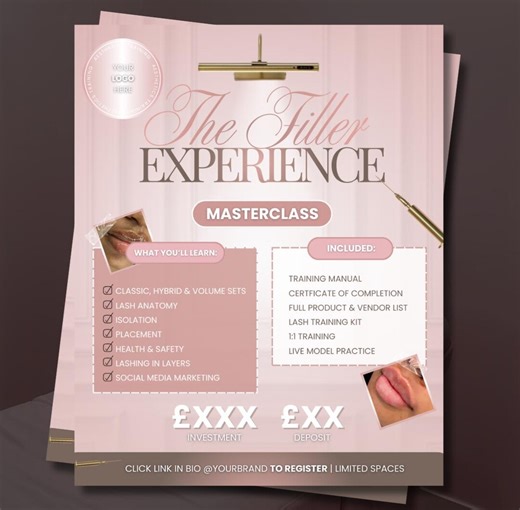 Editable Lip Filler Training Course Flyer Template | Aesthetics Practitioner Canva Flyer | Beauty Training Marketing | Injectables Flyer - Etsy