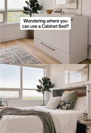 Wondering where you can use a cabinet bed? ✨ Perfect for guest rooms, small apartments, and even home offices! #CabinetBed #SmallSpaceLiving #SmartFurniture #homefurniture #vacationhomes