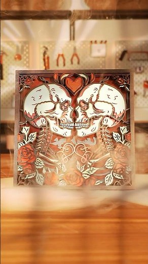 Skull & Love - by Sculpfun S70 Max #lasercutting #woodwork #diy #youtubeshorts #viralvideo