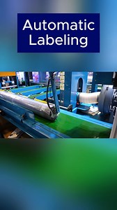 The fully automatic cloth roll packing machine can add an automatic labeling function, which makes management easier and production more worry-free! #packing #packingmachine #textilefactory | Suntech Textile Machinery