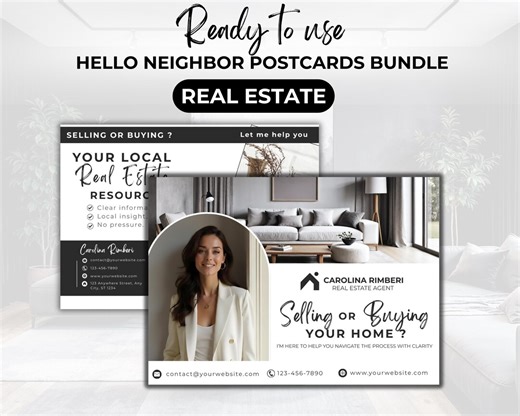 Hello Neighbor Real Estate Postcards | Realtor Marketing Bundle | Editable Canva Templates - Etsy Australia