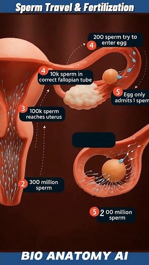Sperm Travel and Fertilization | Human Reproduction in 3D Animation #fertilization #shorts