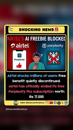 Airtel ends free Perplexity Pro worth Rs 17,000 | AI freebie blocked 🚨