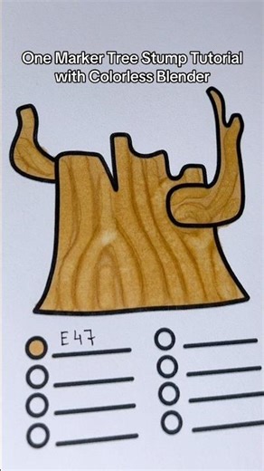 One Marker Tree Stump Tutorial with Ohuhu Colorless Blender