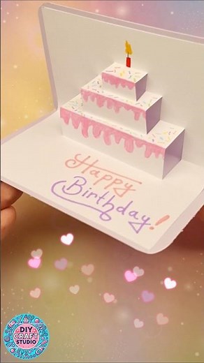 How to Make Birthday Cake Pop Up Card for Your Best Friend l Easy Paper Craft Greeting Card #Shorts