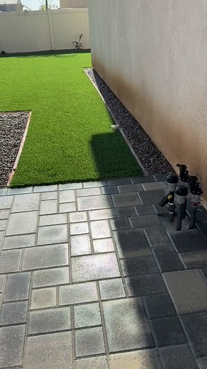 Keeping it simple with a finial result. #artificialturf #pavers #design #construction #reels | Jesse