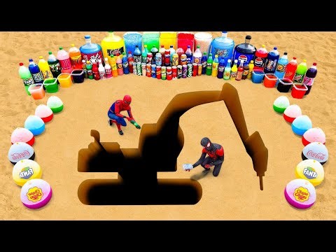 EXPERIMENT: Big Toothpaste Eruptions from Drill Excavator, Giant Coca Cola, Mtn Dew, Soda and Mentos