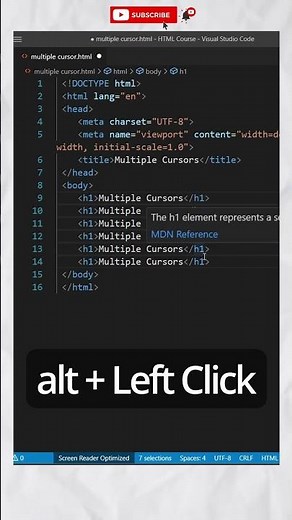 Using Multiple Cursors in VS Code #vscode #programming #coding