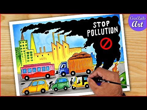 How to Draw Stop Pollution Drawing / Poster Chart making ideas for competition