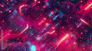 computer and hardware illustration. circuit board background texture . seamless looping overlay 4k virtual video animation background