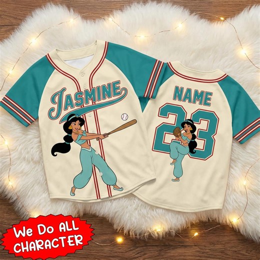 Custom Disney Princess Number Baseball Jersey, Jersey Gift for Kids, Custom Disney Lover, Y2K Crewneck, Disney Princess Birthday Gift - Etsy