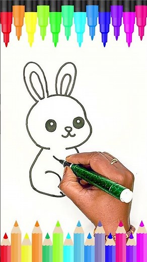 How to Draw a Cute Rabbit Holding a Balloon | Easy Drawing for Kids #learntodraw #drawingforkids