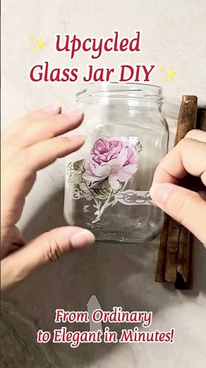 Easy Glass Jar Upcycling DIY Home Decor with Rub-On Transfers #shorts