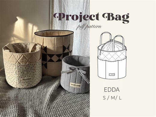 Structured Project Bag Sewing Pattern PDF | Knitting & Crochet Project Bag | Fabric Storage Basket | 3 Sizes - Etsy Australia