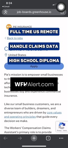 Here’s a remote job you can start without a degree. Pay is up to $27 an hour, no degree needed, with generous paid time off, health plans, and 401k match. You’ll handle claims data from home as a Claims Assistant at Pie Insurance. #wfhlife #wfh #workfromhome #wfhjobs #worklife