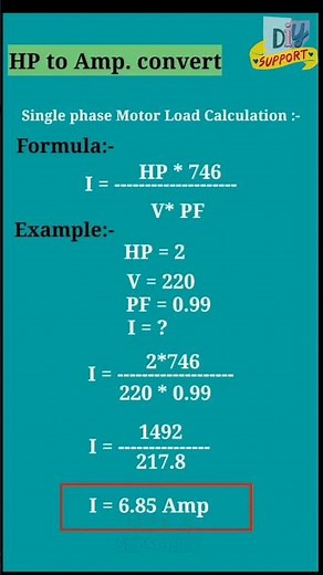 Single phase motor load calculation
