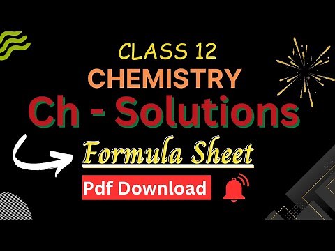 Class 12th Chemistry Chapter 1 Solutions All Formulas | Solutions Formula Sheet Class 12 #cbseexam