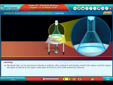 Seperation of Mixtures by Sublimation, Class 9 Physics | Digital Teacher