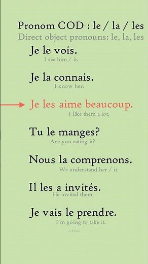 Direct object pronouns: le / la / les #french #learnfrench #basicfrench #français