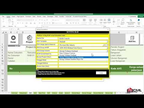 (Part 1) - Tutorial penggunaan Aplikasi Excel RAB