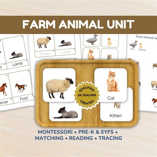 Farm Animals Matching Game | Baby Animal Printable | Montessori Preschool Activity | Toddler Busy Bag - Etsy UK