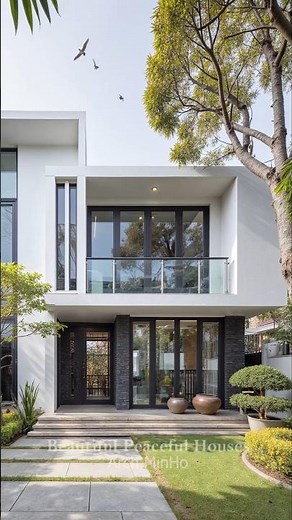 Modern 2-Story House with Open Space and Glass Doors