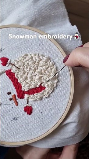 ☃️ Cute Snowman Embroidery Tutorial #embroidery #craft #stitch #tutorial #diy #christmas #handmade