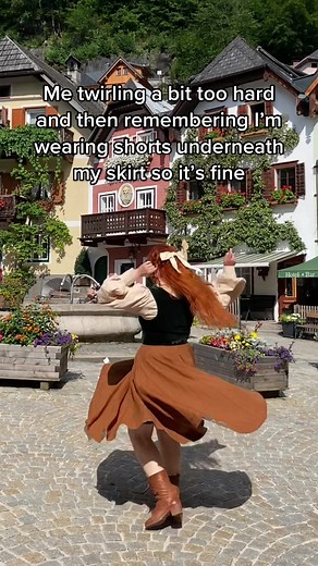 Twirling with Shorts Underneath Skirt