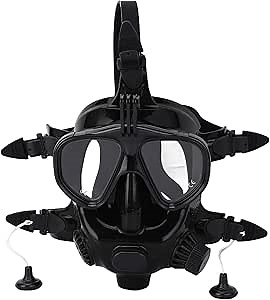 Diving Gear, Leakproof 180 Degree Panoramic View Diving Mask, Lung Sub Mask, Anti Fog Silicone Face Goggle with Camera Mount