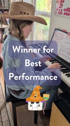 Winner for Best Performance! Noa said she's been working on this for months! The level of polish and accuracy is beyond amazing. She makes a difficult song look easy. Thanks so much for submitting this, Noa! #contest #contestwinner #giveaway #costume #piano