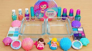 13K views · 519 reactions | Mermaid Slime - Matte vs Glitter - Mixing Makeup and Eyeshadow into Slime ASMR #asmr | Lena Slime and Makeup ASMR | Facebook
