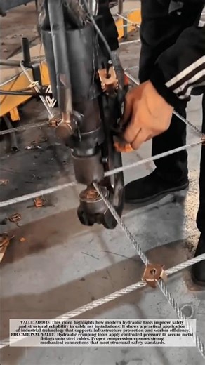 Precision Cable Net Installation with Hydraulic Crimping Tool