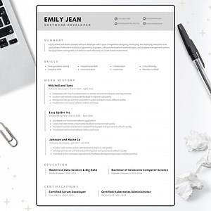 Modèle de CV professionnel propre pour les développeurs de logiciels et l'informatique - Conception modifiable et moderne - Etsy France