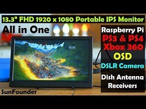 13.3” FHD 1920 x 1080 Portable IPS Monitor for Raspberry Pi, Xbox 360, PS3, PS4 | Gaming Screen