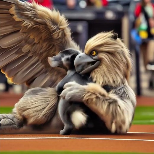 Gryphon reunion with pet (a.i.) #animation #cute