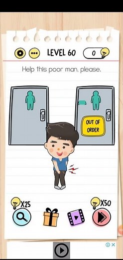 Brain test level 60 Help this poor man please Walkthrough