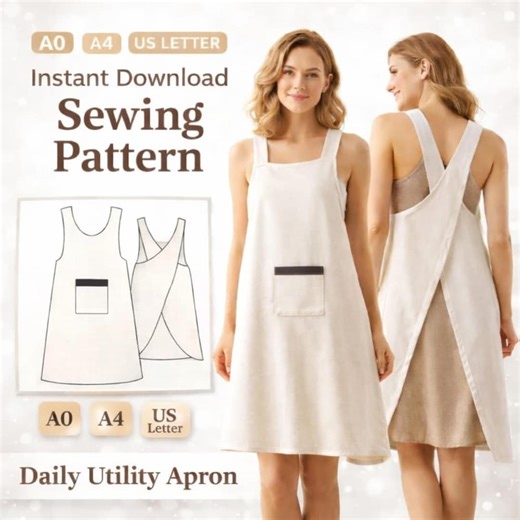 Cross-back Apron Sewing Pattern PDF • Easy Beginner Apron • Japanese Apron• Artist & Kitchen.easy Apron Sewing.instant Download - Etsy