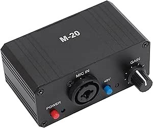 CCYLEZ Mic Preamp, 48V Power, Low Noise, XLR Output, Black, 1 Pack, Mic Preamplifier, XLR, TRS