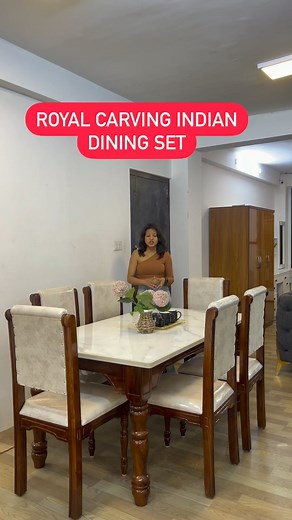 3.5K views · 98 reactions | Royal carving Dining set 6 chair marble Top available. | Modular Home Decor | Facebook