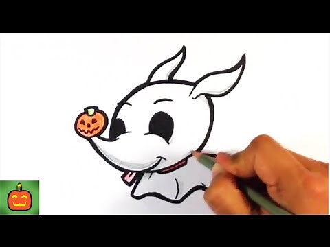 How to Draw a Cute Zero from Nightmare Before Christmas - Halloween Drawings