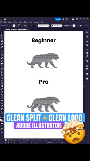 Beginner vs Pro — Horizontal App Logo Split Path Trick in Illustrator 2026! 📱✨