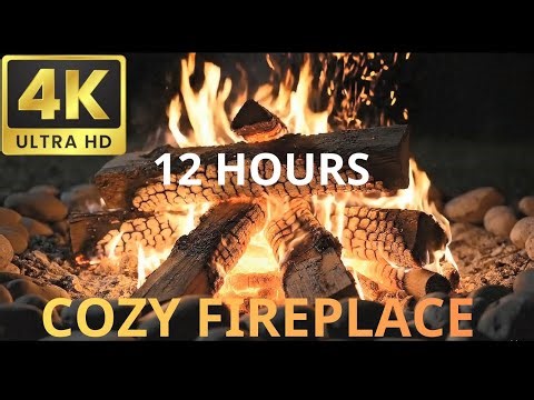 12 Hours Cozy Christmas Fireplace – Crackling Fire Sounds for Sleep, Study & Relax – 4K