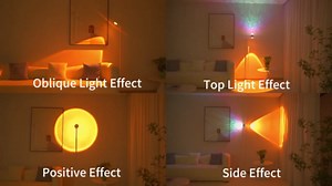 SOLLA Modern Floor Lamp, Color Changing Sunset Lamp Projector with 3D Ocean Wave, LED Floor Lamp Double Side Lighting,Creative DIY Mode,720° Rotation Modern Mood Lighting Corner Lamp for Living Room