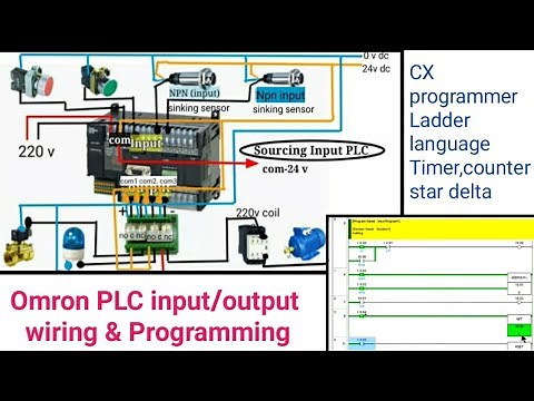 PLC Input/Output wiring & programming | Omron plc programming using timer and counter |